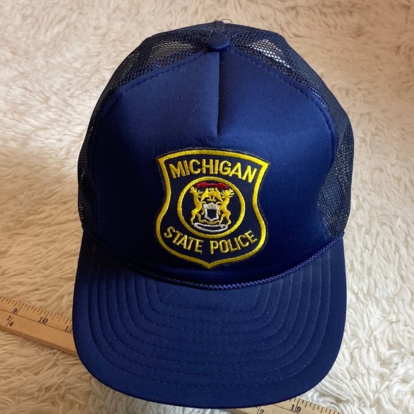 Accessories | Vintage 8s Michigan State Police Rope Patch Logo Mesh ...